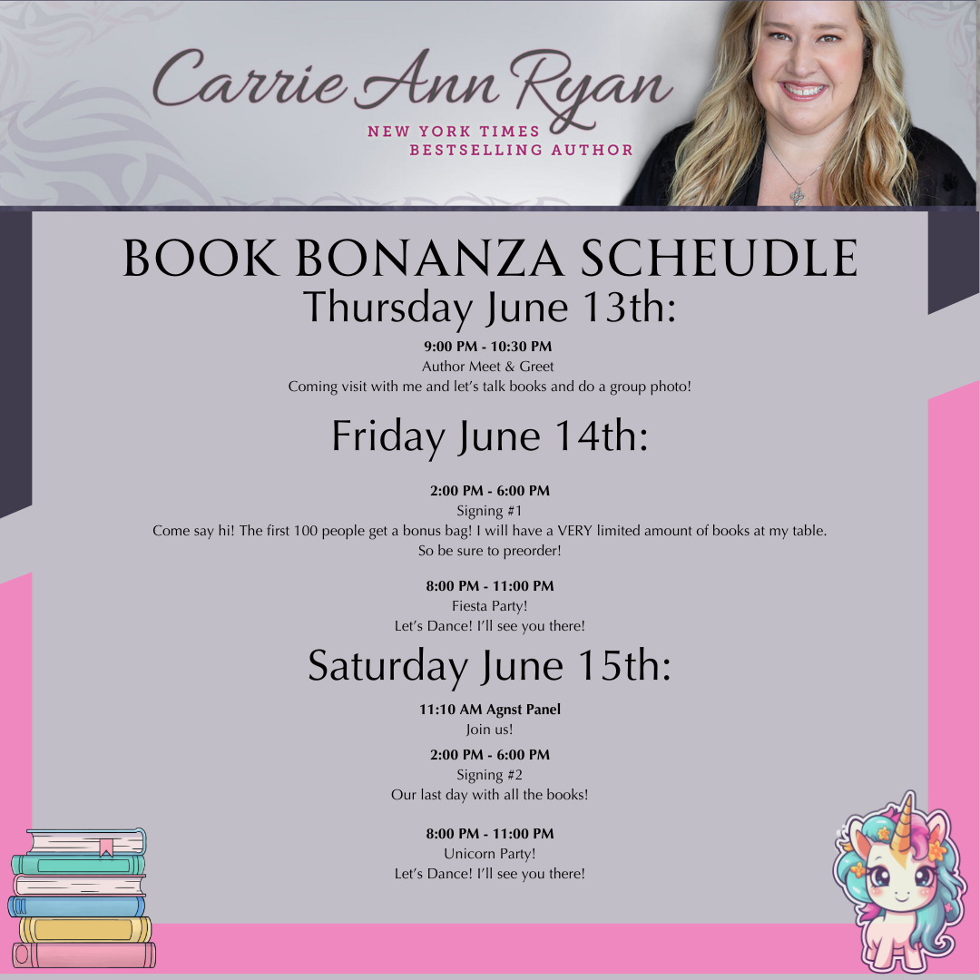 Book Bonanza Schedule - Carrie Ann Ryan | New York Times Bestselling Author